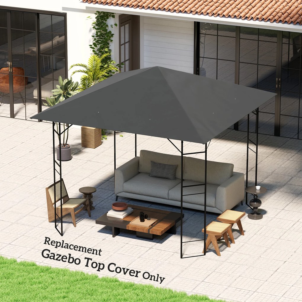 Outsunny Náhradní střecha pro pavilon 3 x 3 m Vodoodpudivá střecha pavilonu UPF30+ Náhradní potah Oxfordská tkanina, 370 g/m², šedá barva