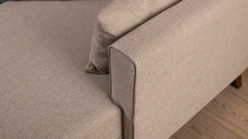 Hanah Home Dvoumístná pohovka BELLA krémová pravá 205 cm s taburetem 825BLC1511