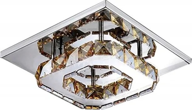 Toolight - Křišťálová hranatá stropní lampa Glamour 8W, teplé světlo, APP405-C, chromová, OSW-65003