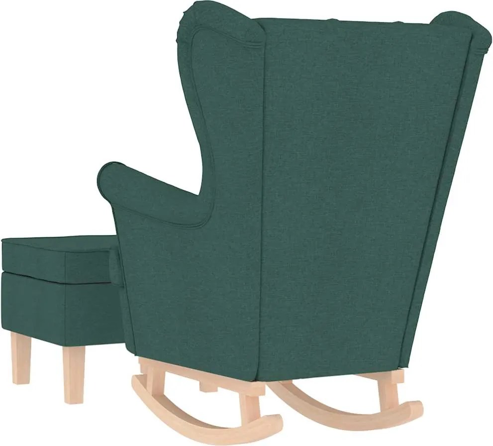 Houpací křeslo s podnožkou tmavě zelené textil 3308002