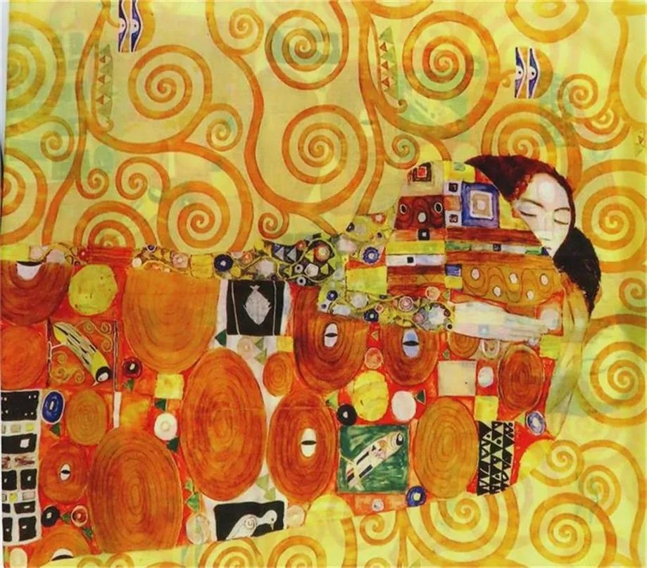 Bavlissimo Šála bavlněná 180 x 70 cm Strom života od Gustava Klimta milující pár