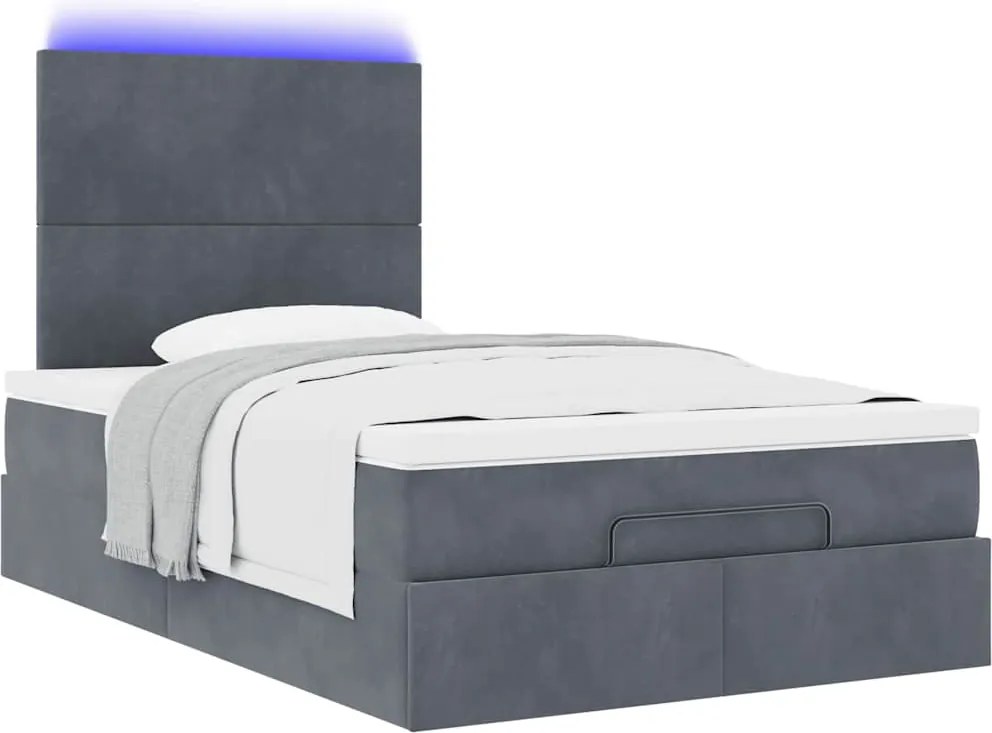 Osmanský rám postele s matracemi tmavě šedá 120x190 cm samet 3314235