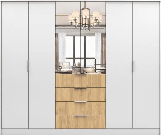 IDZ Šatní skříň GALAXY 6D, 230 cm Dub Hikora/Bílá