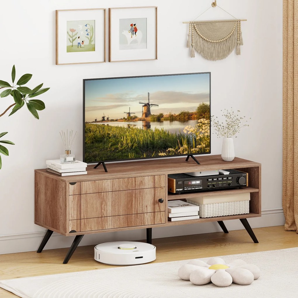Costway TV skříňka TV se skříňkou a 2 otevřené přihrádky TV – 120 × 40 × 44,5 cm