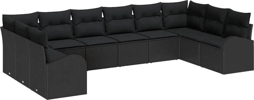 Set pohovek 10 ks Černá [Syntetický]: Polyratan 3346223