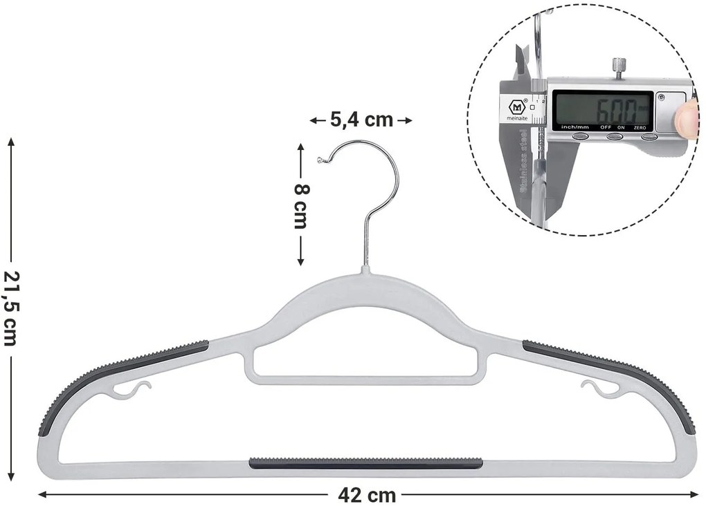 SONGMICS Ramínka na šaty šedá 42 cm 30 ks