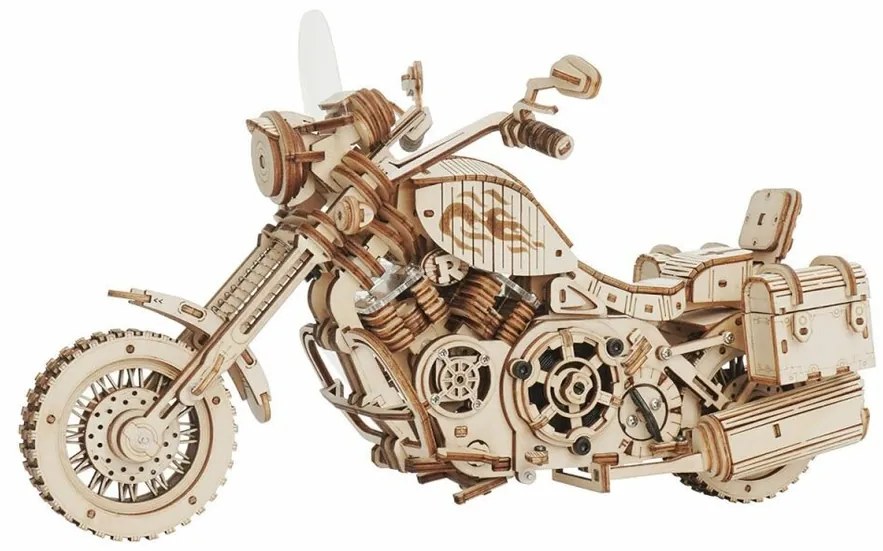 RoboTime 3D dřevěné mechanické puzzle Motorka (cruiser)