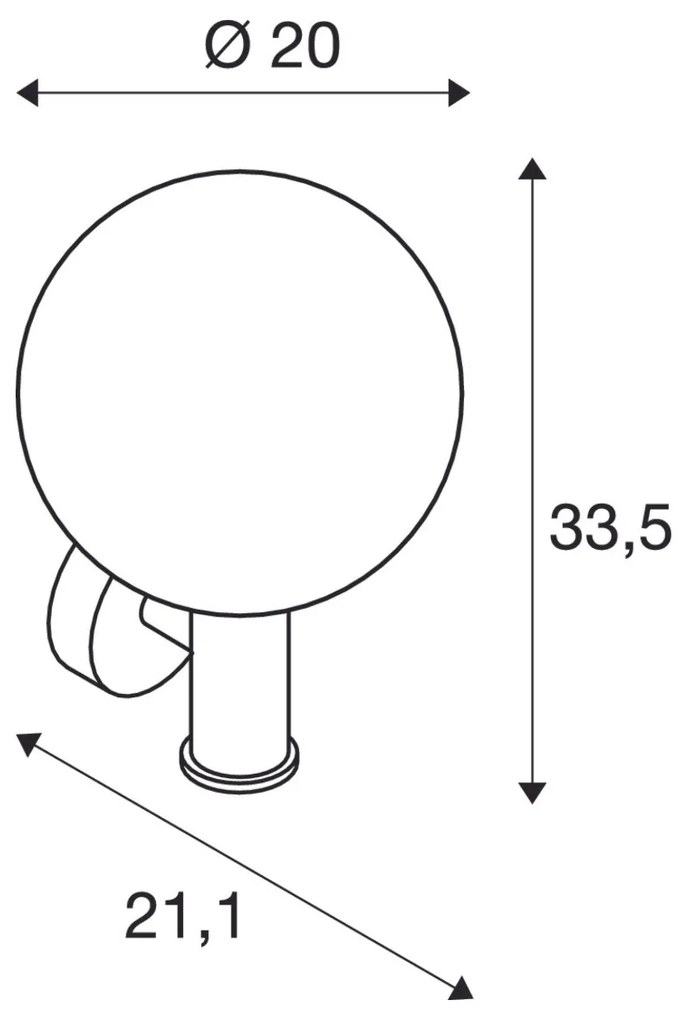 SLV 1002002 Gloo Pure, venkovní nástěné svítidlo, 1x E27 max 23W, antracit, průměr 20cm, IP44