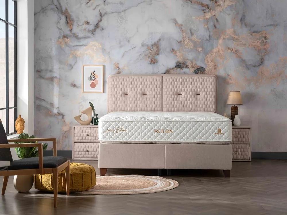 Čalouněná postel RELAX NEW s matrací - béžová 150 × 200 cm