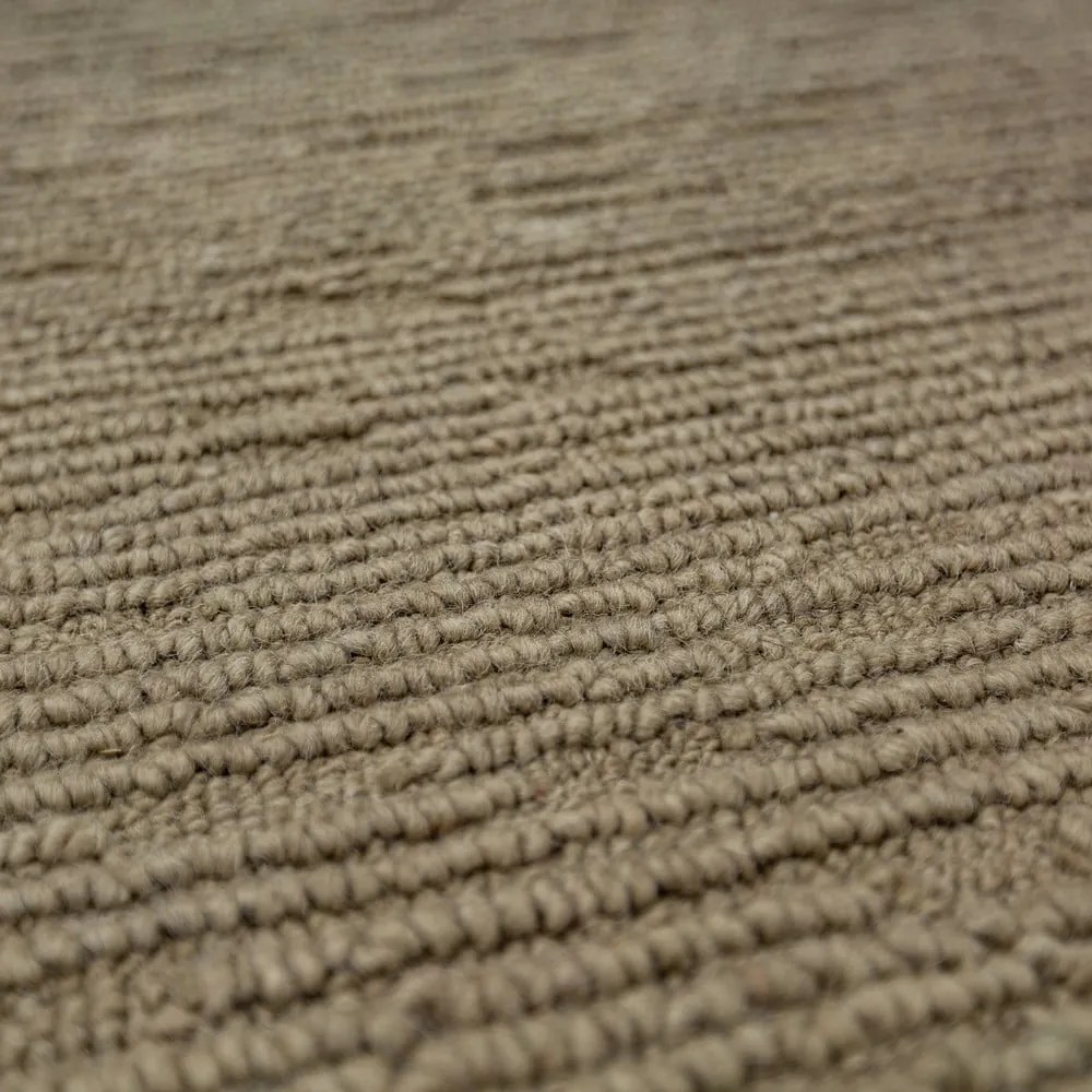 Khaki ručně tkaný vlněný běhoun 80x230 cm Harris Boucle – Flair Rugs