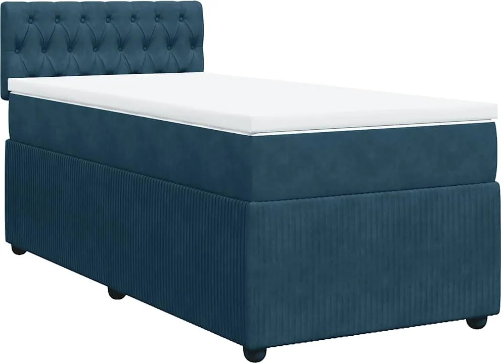 Box spring postel s matrací modrá 80 x 200 cm samet 3289900