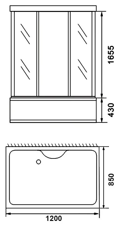 BPS-koupelny Hydromasážní box HYD-O77W 120x85 Bílý, bez sauny