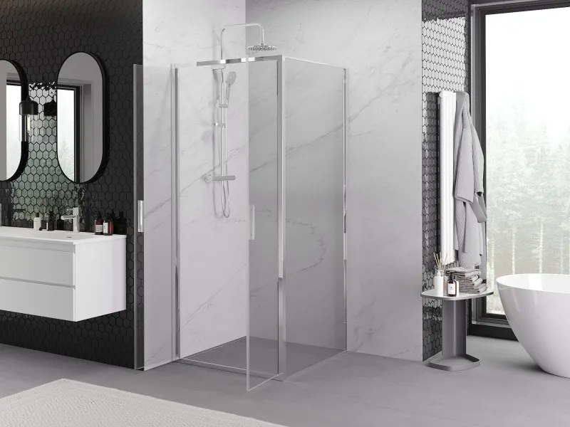 Mexen Exo, výklopná sprchová kabina, dveře 110 cm + boční stěna 110 cm, transparentní sklo, chrom, 814-110-110-01-00
