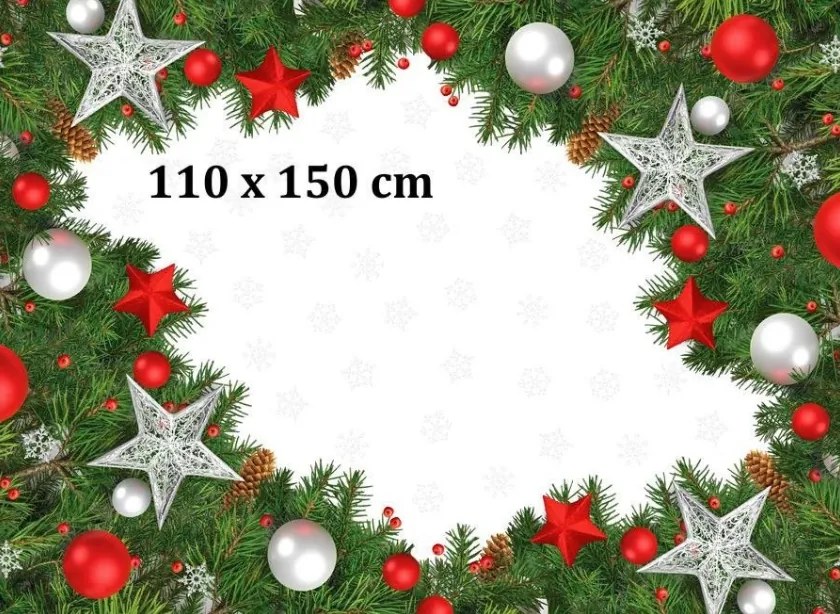 Vánoční ubrus Merry christmas bílý různé rozměry Rozměr: Vzor 1  -  110x150cm