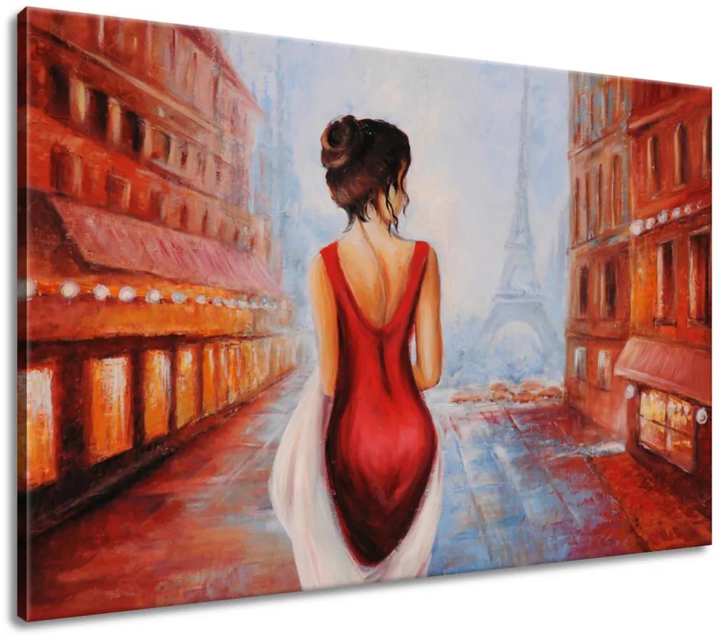 Gario Ručně malovaný obraz Procházka při Eiffelově věži Rozměry: 70 x 100 cm