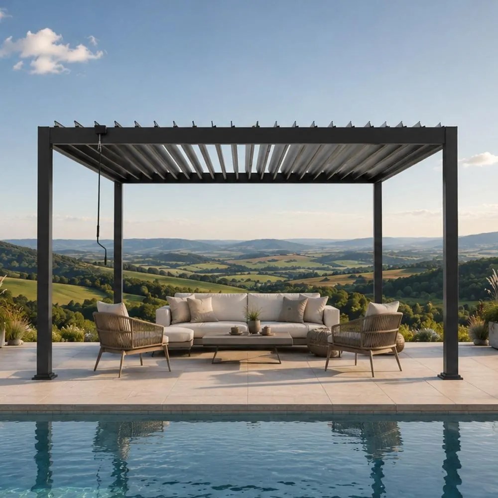 Hliníková bioklimatická pergola s lamelami 4 x 4 M