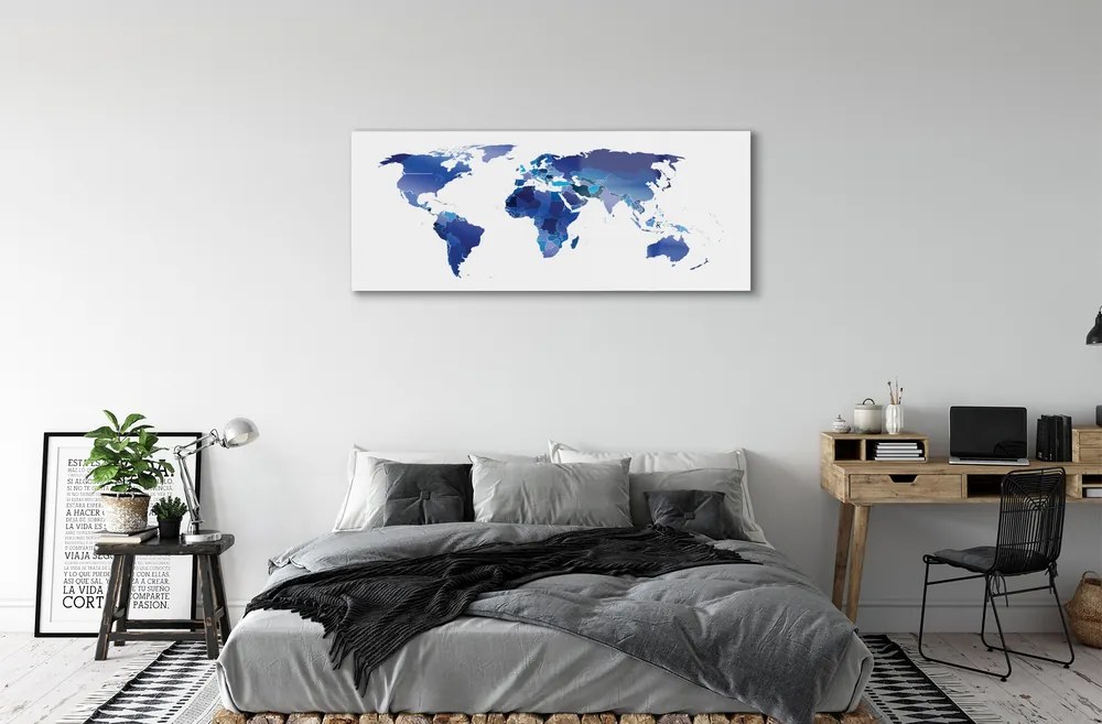 akrylový obraz modrá mapa 120x60 cm