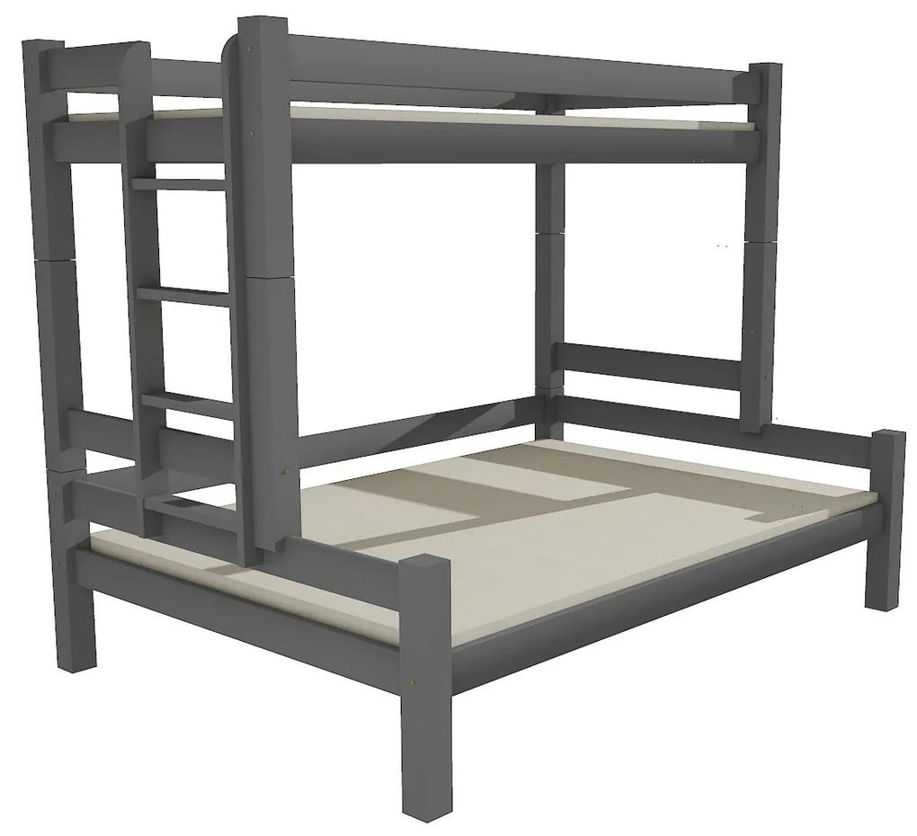 Patrová postel s rozšířeným spodním lůžkem 8X8 6B 80/120 x 200 cm Šedá