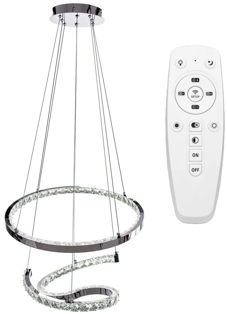 Toolight Toolight, LED závěsné křišťálové svítidlo s dálkovým ovládáním APP773-2CP, chromová, OSW-05024
