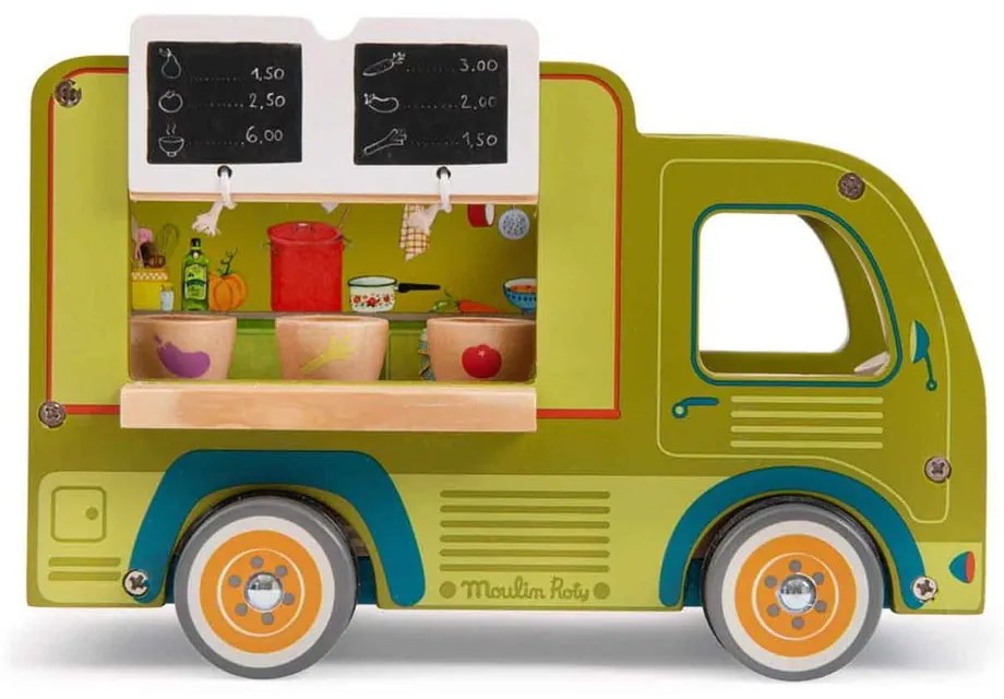 Dřevěné autíčko La Grande Famille Food Truck – Moulin Roty