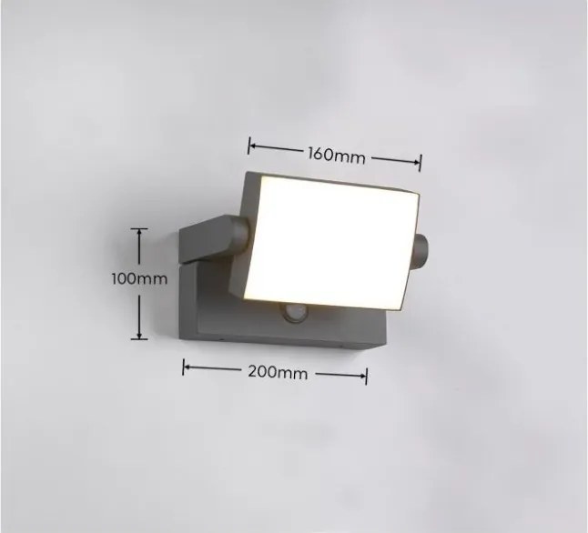 TRIO 246869142 KANSAS venkovní nástěnné svítidlo se senzorem SMD LED 10W/1000lm 3000K IP54 antracit