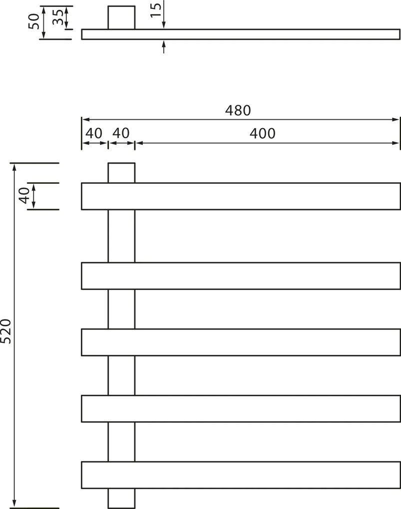 Sapho Elcor elektrický sušák ručníků 480 x 520 x 50 mm 85W bílá EB520