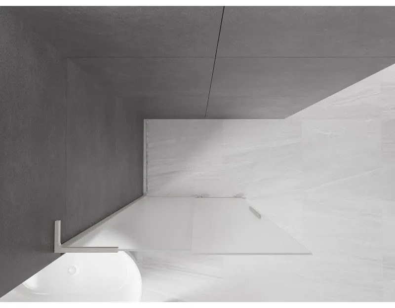 Mexen Velar L, posuvná sprchová zástěna Walk-in 90 x 200 cm, 8mm sklo námraza, broušená ocel, 871-090-003-33-97