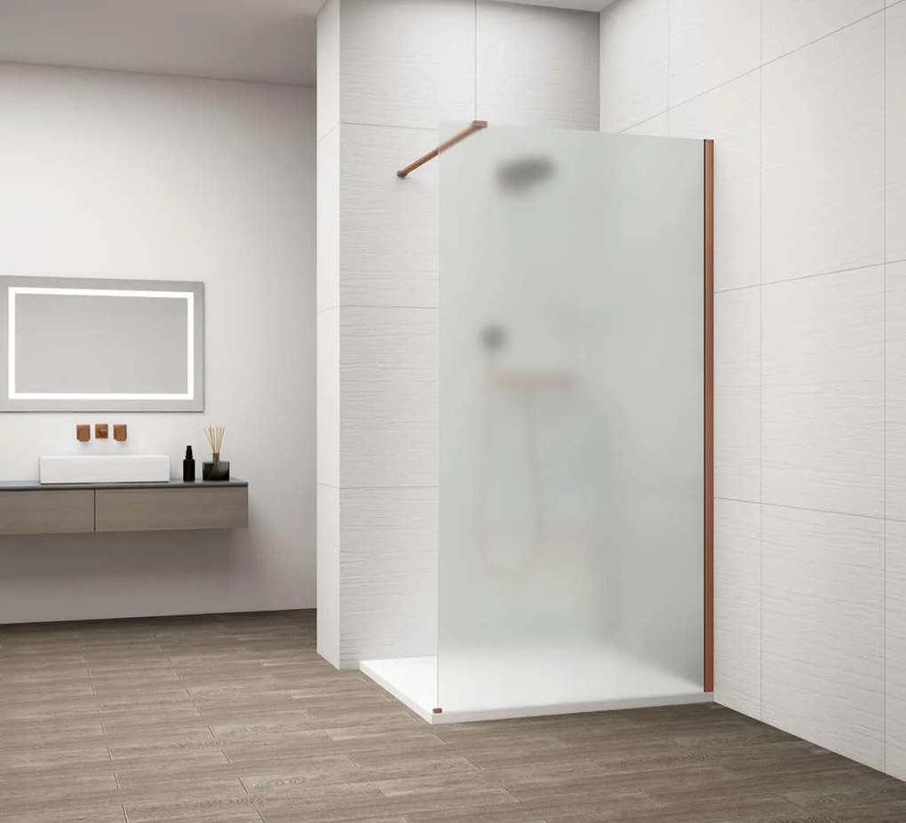 Polysan Esca - Sprchová stěna Walk-In 70x210 cm, Antidrop, matné sklo/měď mat ES1170-09