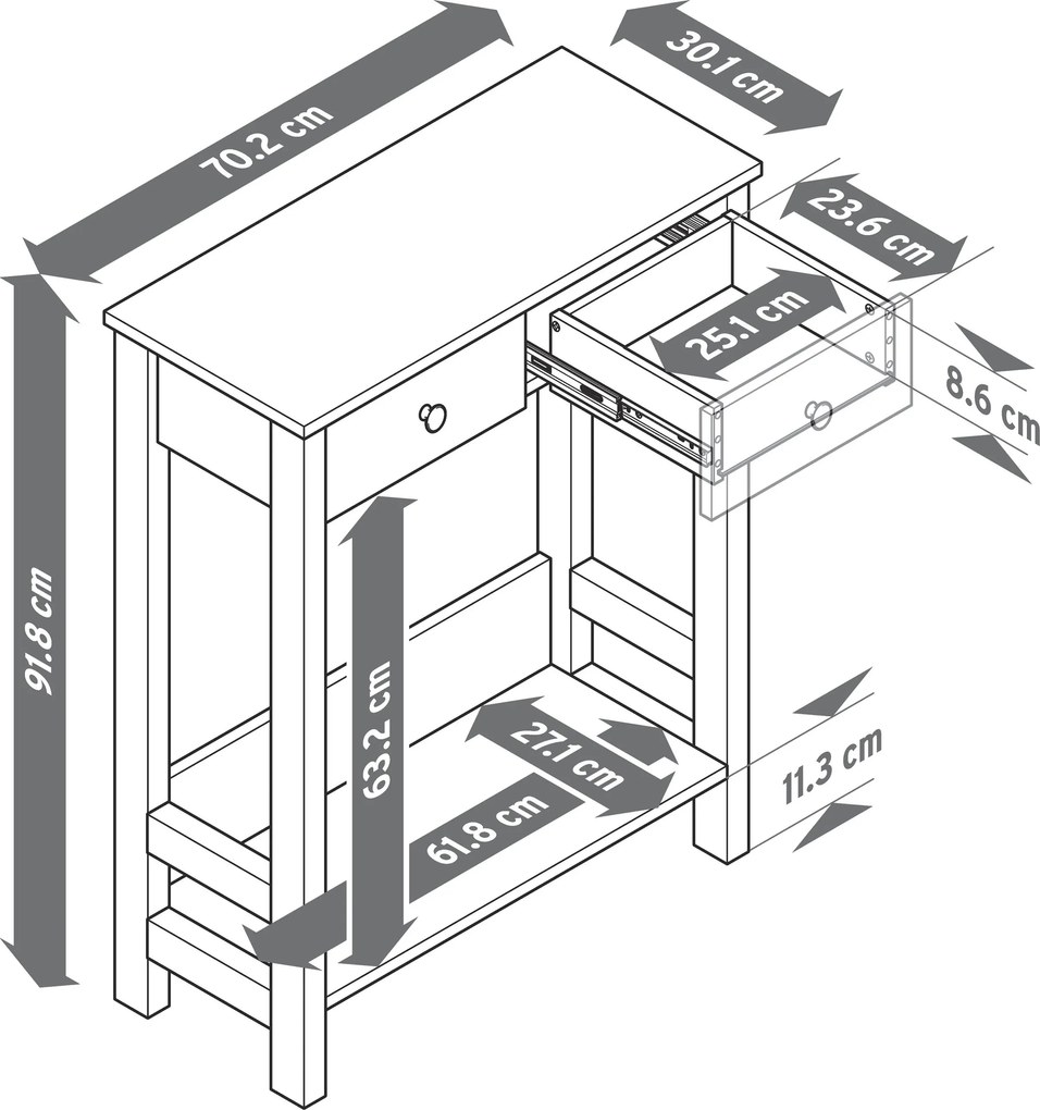 Tchibo - Konzolová skříňka se 2 zásuvkami - barva: bílá