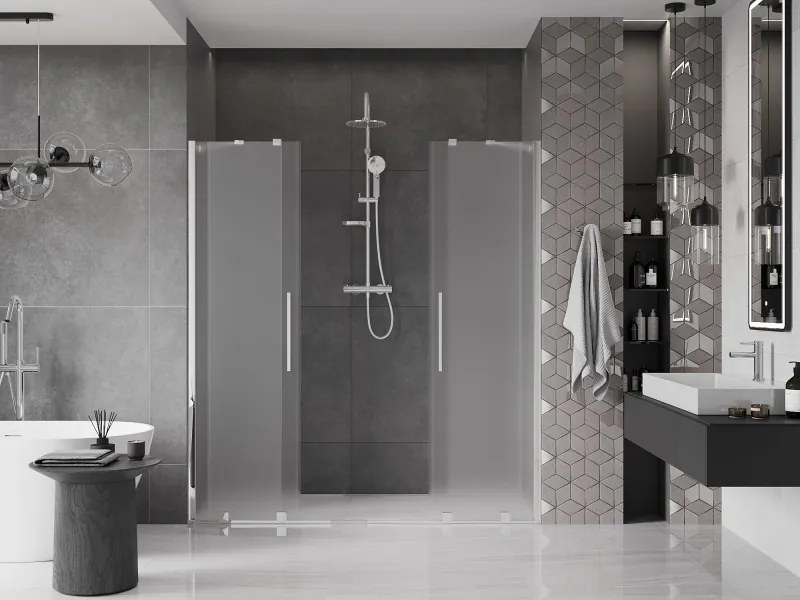 Mexen Velar Duo, posuvné sprchové dveře do otvoru 180 cm, 8mm sklo námraza, chromová, 871-180-000-32-01
