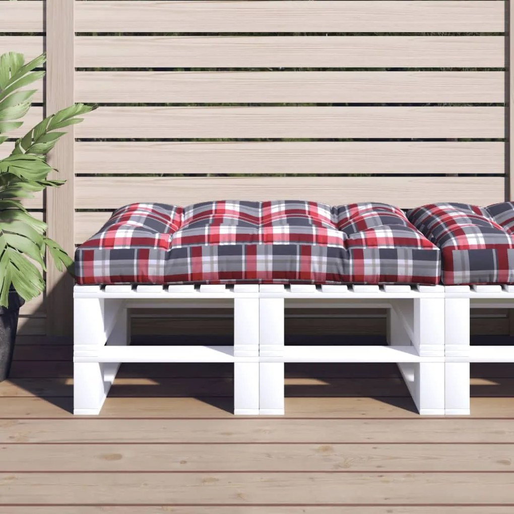 Poduška na palety červená károvaná 120 x 80 x 12 cm textil 314421