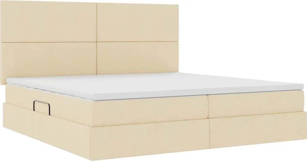 Postel s úložným prostorem a matrací Krémová 200 x 200 cm 3371743