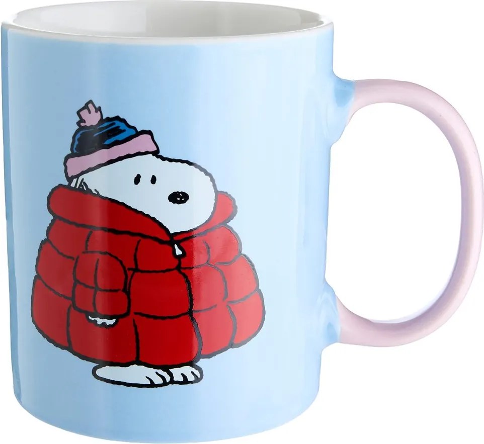 PEANUTS Hrnek Snoopy v kabátku 380 ml - sv. modrá