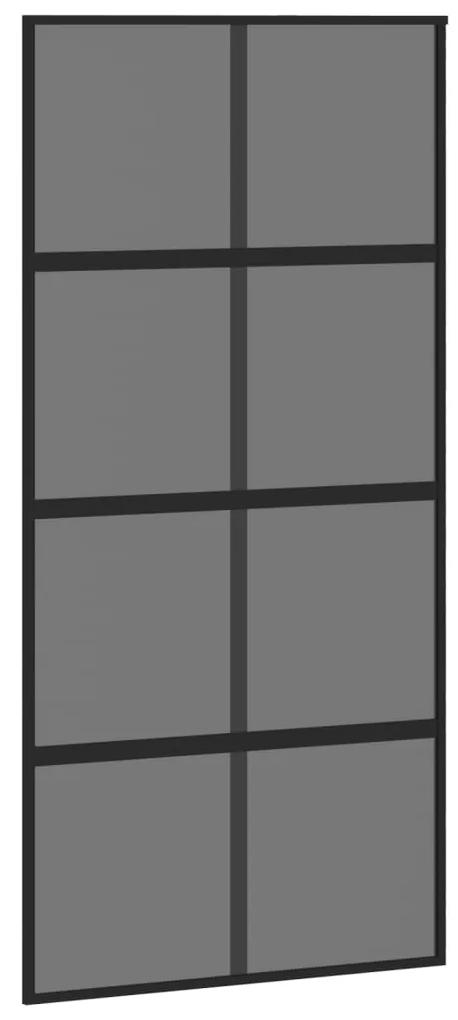 vidaXL Posuvné dveře černé 102,5 x 205 cm tvrzené sklo a hliník