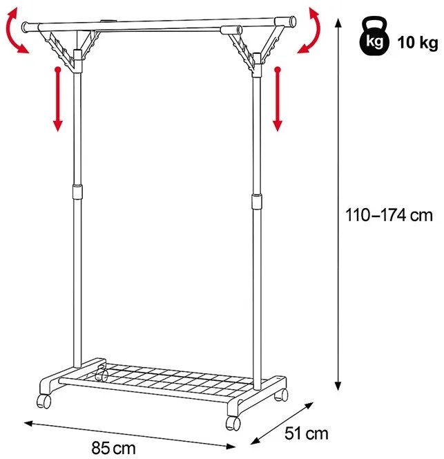 Autronic Stojan na šaty s výklopnými rameny 84521 BK Barva: Černá