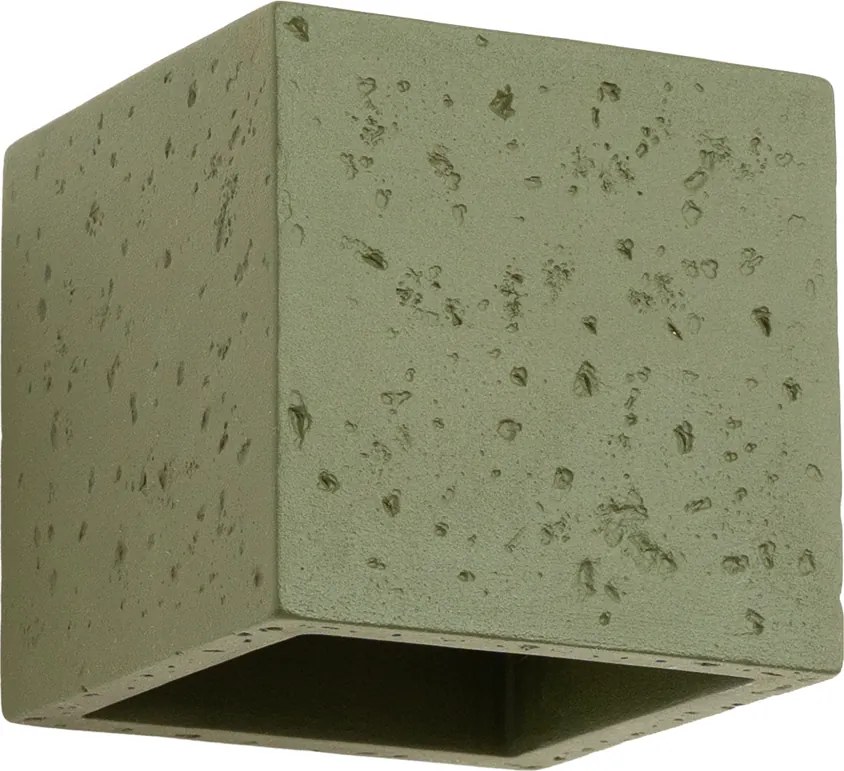 Nástěnné svítidlo Quad, 1x olivově zelené betonové stínidlo