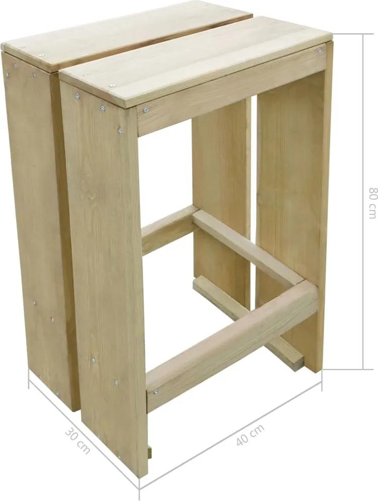 vidaXL Zahradní barové stoličky 2 ks impregnované borové dřevo [44911]