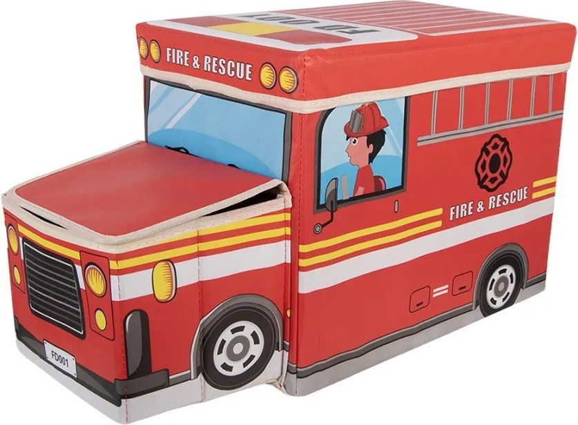 Červená úložná krabice – Hasičské auto - 55*32*28 cm
