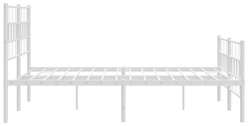Kovový rám postele s hlavovým a nožním čelem bílý 160 x 200 cm