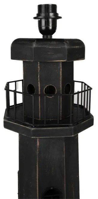 Stojací lampa ve tvaru černého dřevěného majáku – 23x23x140 cm