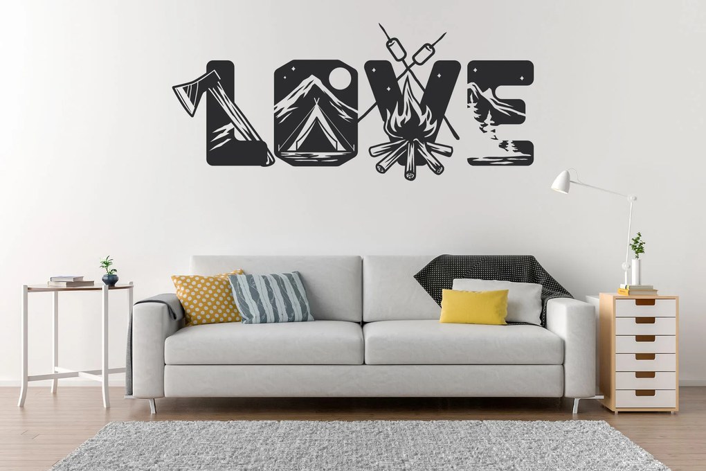 Samolepka na zeď Love - Trek Barevná varianta: Černá, Velikost (šířka x výška): 50x21cm