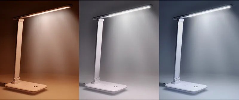 LED stolní lampička 10W, 490lm, změna CCT, stmívání, bílá