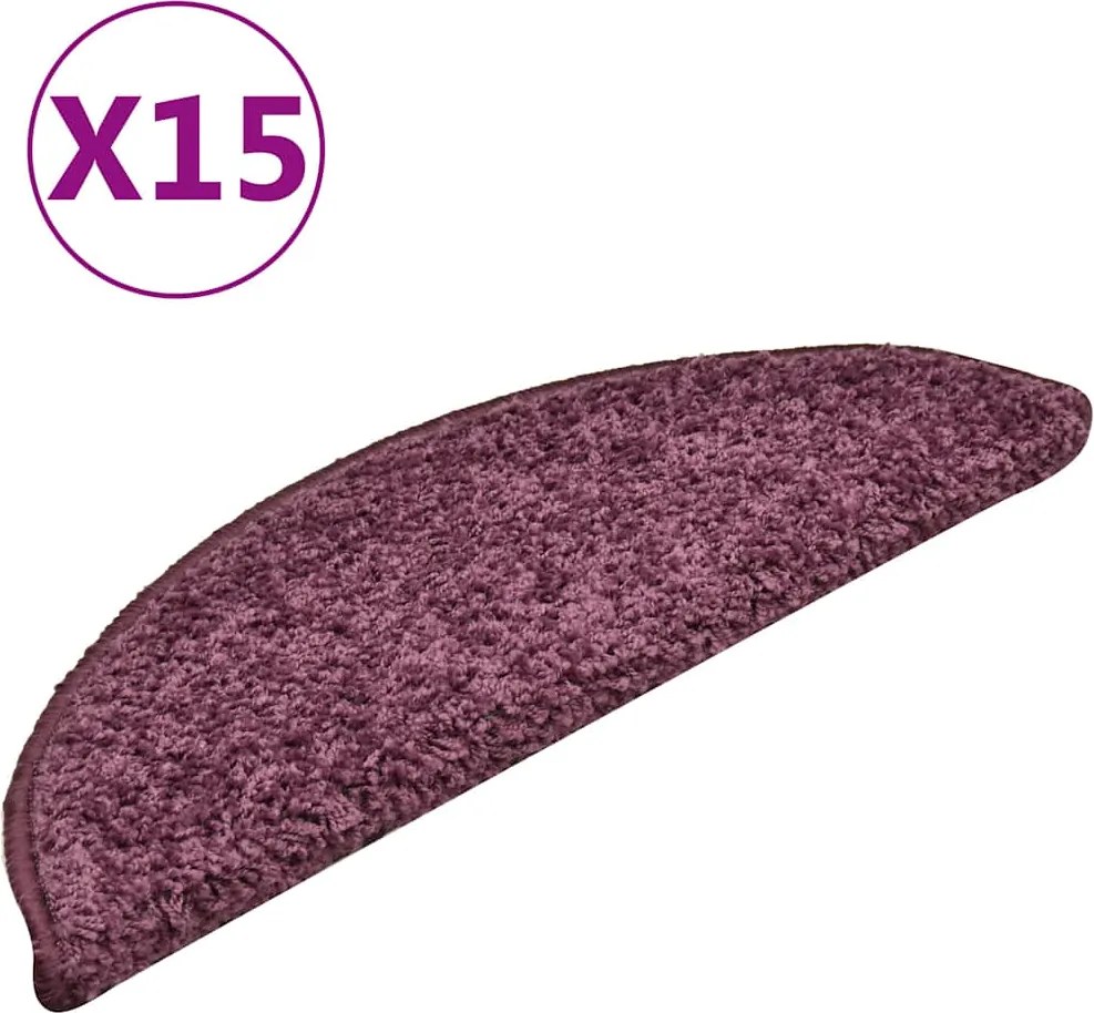 Schodové rohože 15 ks 56 x 17 x 3 cm tmavě fialové půlkulaté 322384