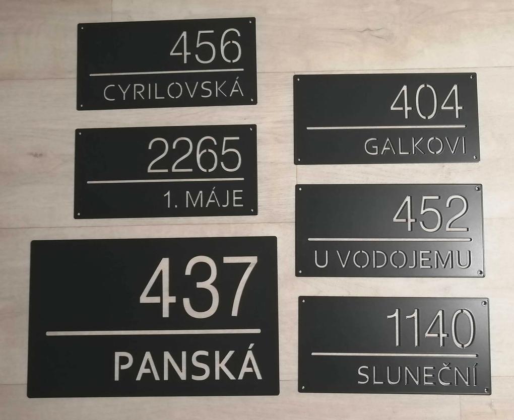 Domovní číslo tabulka lakovaná 5 Velikost: 30 x 15 cm (L), Odstín: RAL 9005 - černá