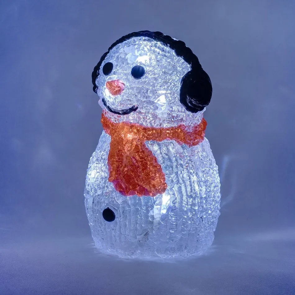 3D LED světelný sněhulák, 15 cm, na baterie, hliník