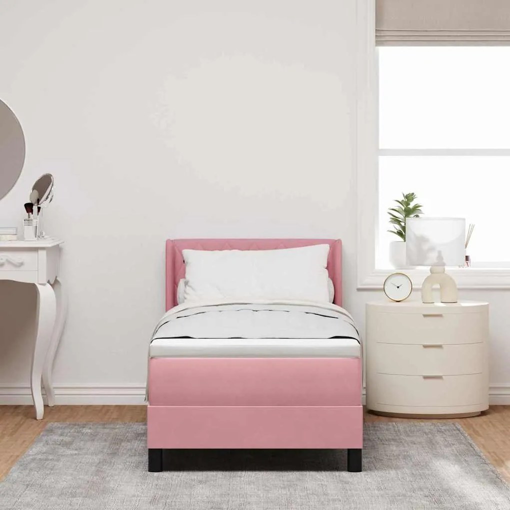 Postel s boxspringem s čelo Růžová 200 x 80 cm samet 3341389