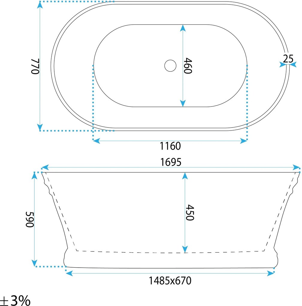 Rea Olivia, volně stojící 170x77 cm, bílá, bílý click-clack, REA-W0507