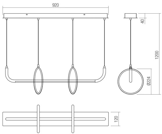Redo 01-2705 - LED Lustr na lanku OLIMP LED/40W/230V 3000/4000/6500K černá