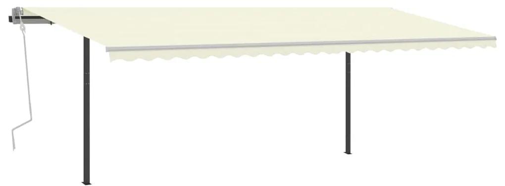 vidaXL Automatická zatahovací markýza se sloupky 6 x 3,5 m krémová