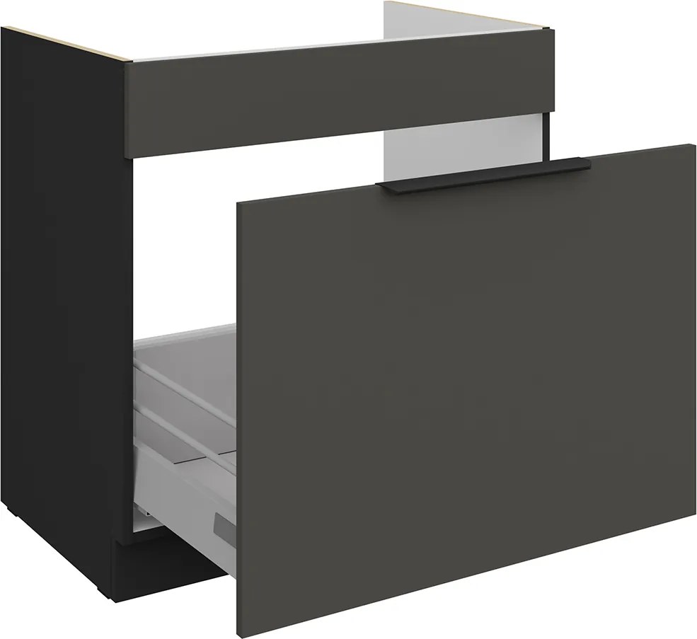 ARIA pe | dolní skříňka 80 ZL 1S dřezová | 80 cm | PREMIUM BOX | černá/šedá grafit